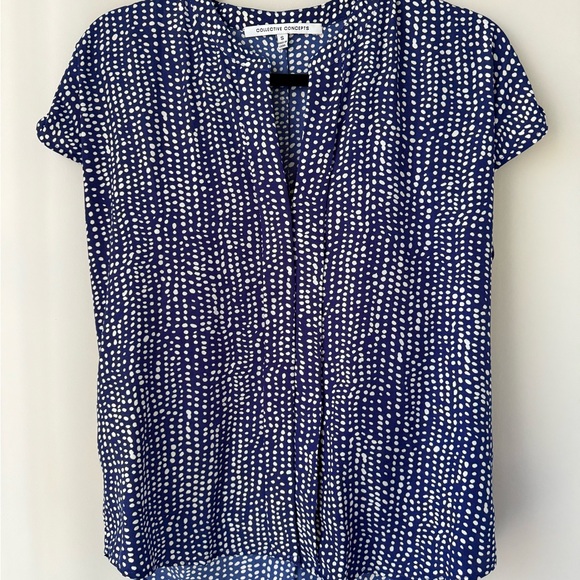 Collective Concepts | Tops | Collective Concepts Navy And White Dotted ...